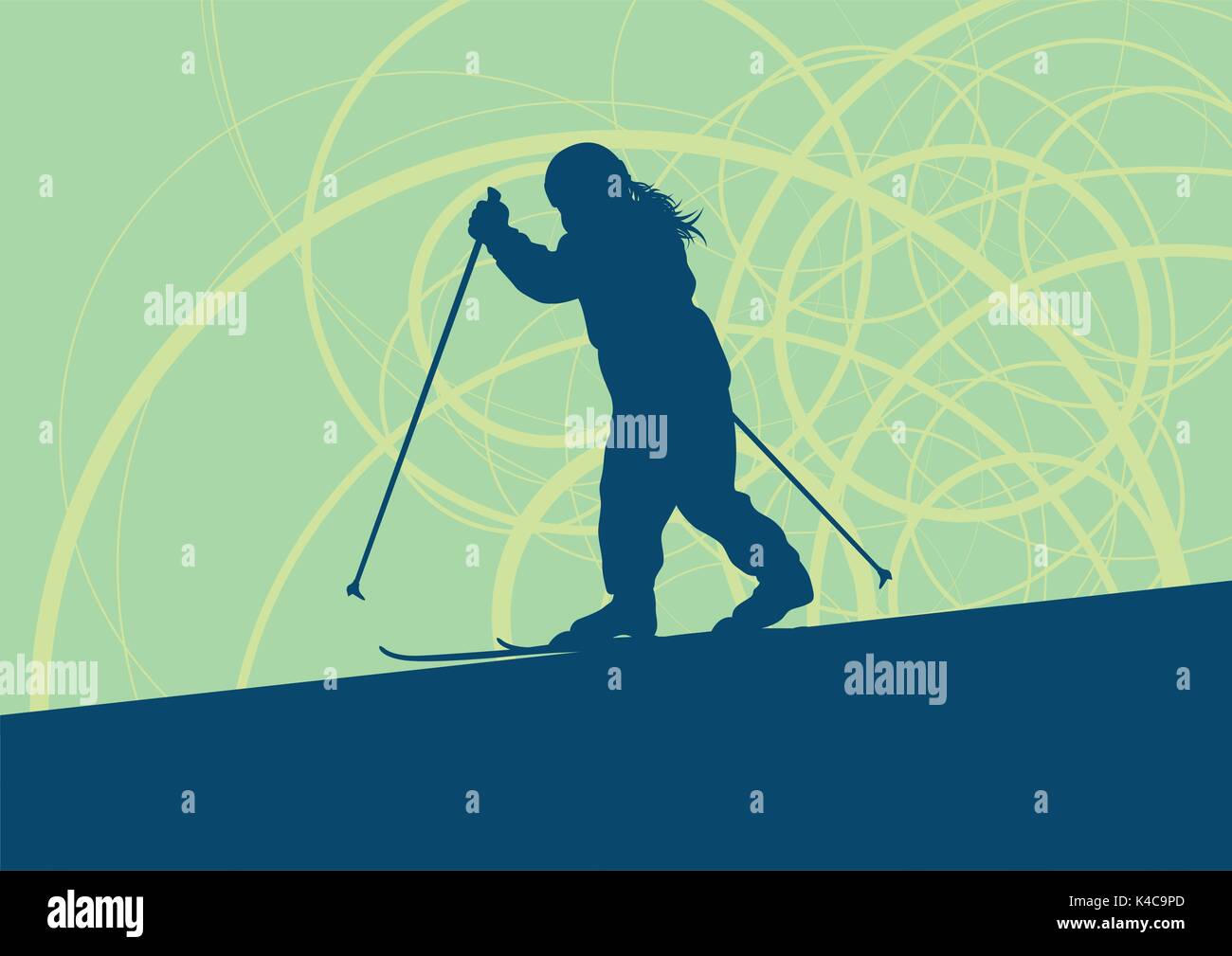 Kid skiing training vector abstract background Stock Vector Image & Art ...