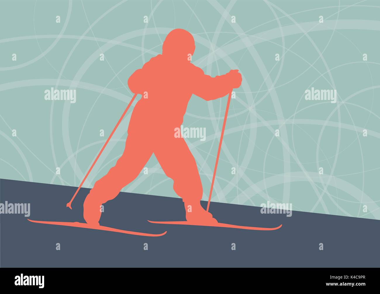 Kid skiing training vector abstract background Stock Vector Image & Art ...