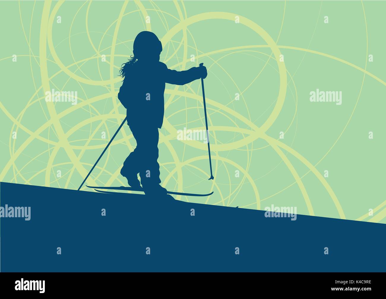 Kid skiing training vector abstract background Stock Vector Image & Art ...