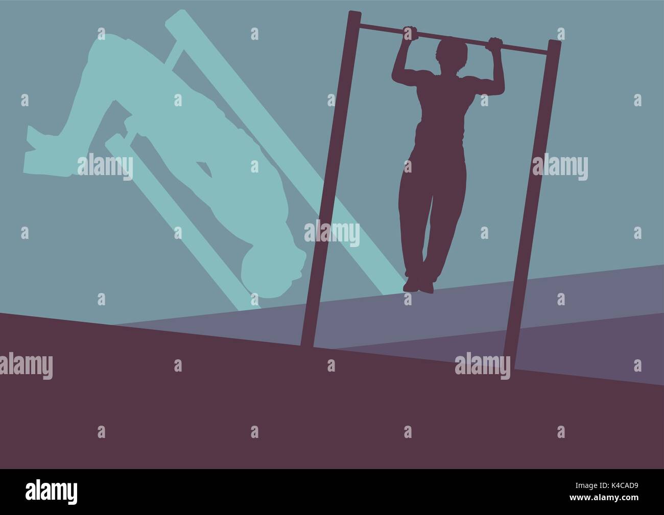 Street gymnastics horizontal bar workout man training vector abstract ...