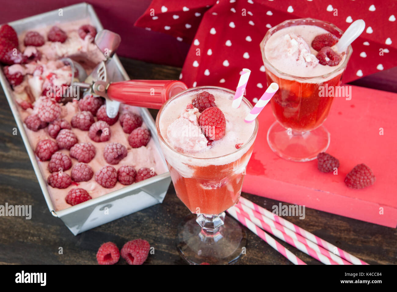 Raspberry Ice Cream Float Stock Photo - Alamy