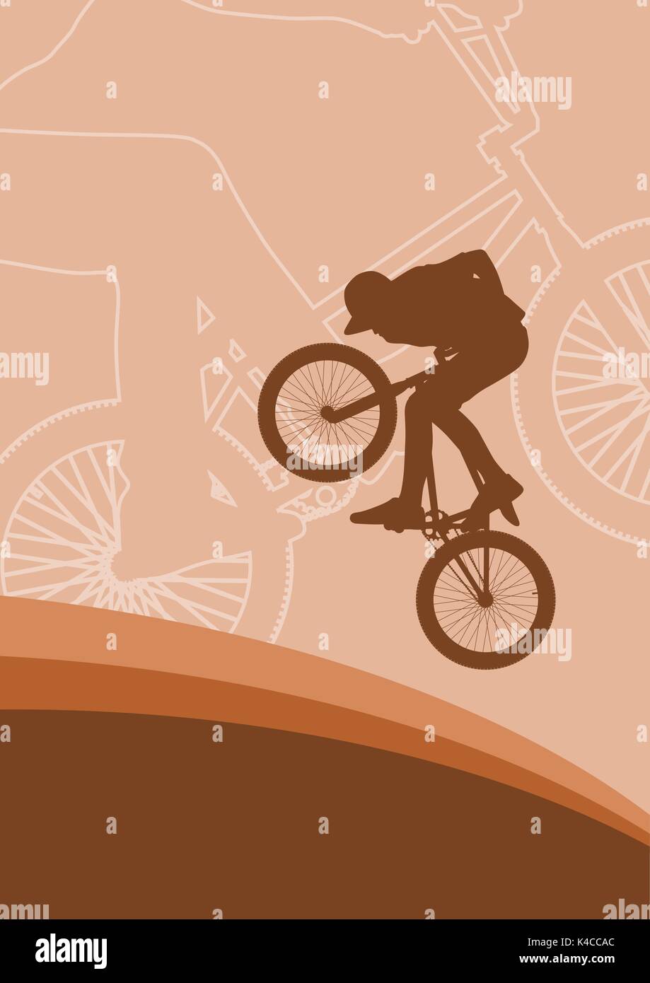 Bicycle extreme freestyle rider action vector abstract background Stock ...