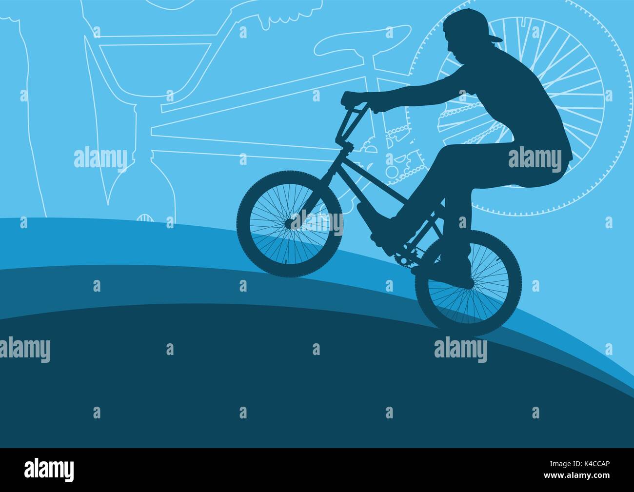 Bicycle extreme freestyle rider action vector abstract background Stock ...
