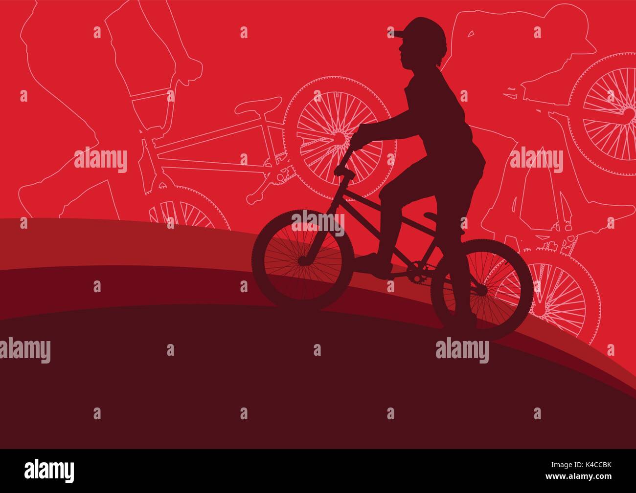 Bicycle extreme freestyle rider action vector abstract background Stock ...