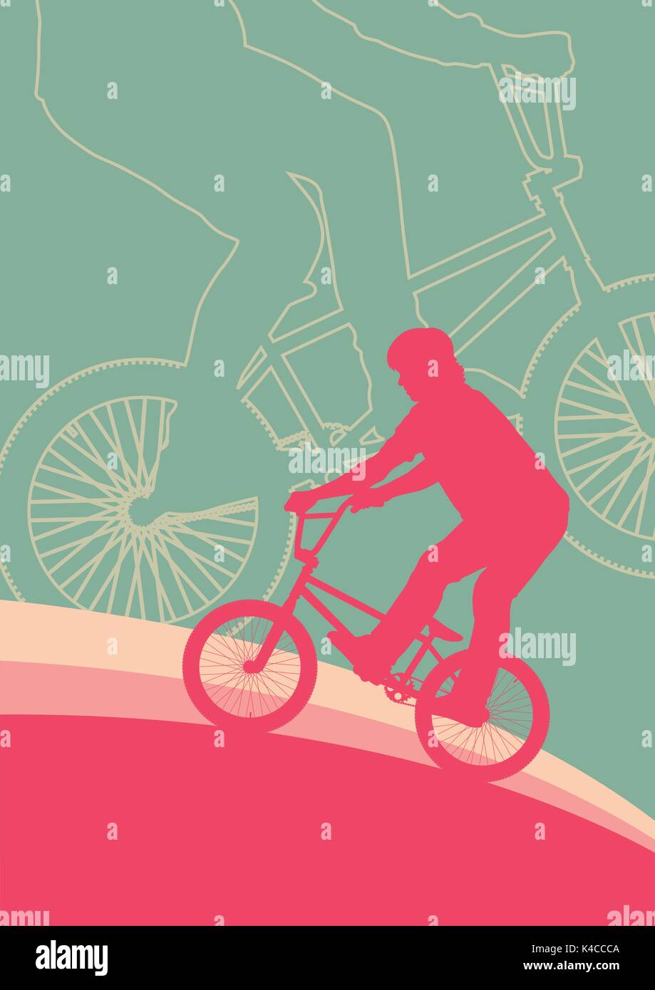 Bicycle extreme freestyle rider action vector abstract background Stock ...