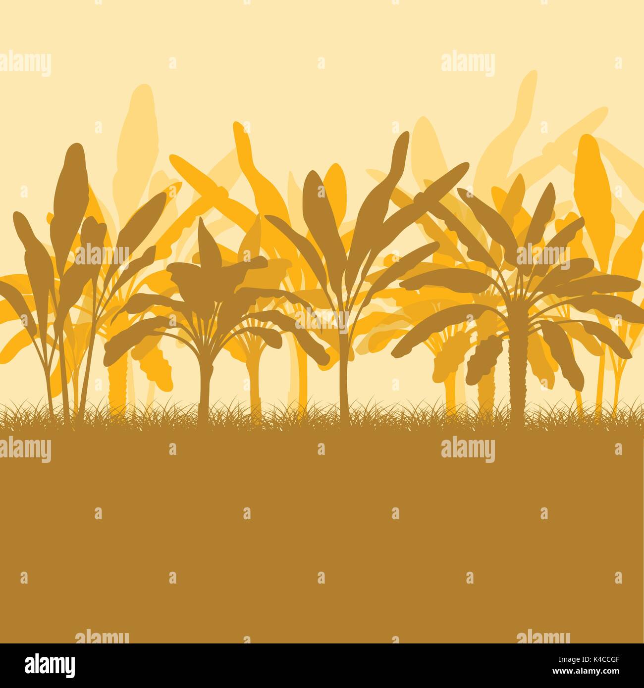 Raw banana tree farm field vector background Stock Vector Image & Art ...