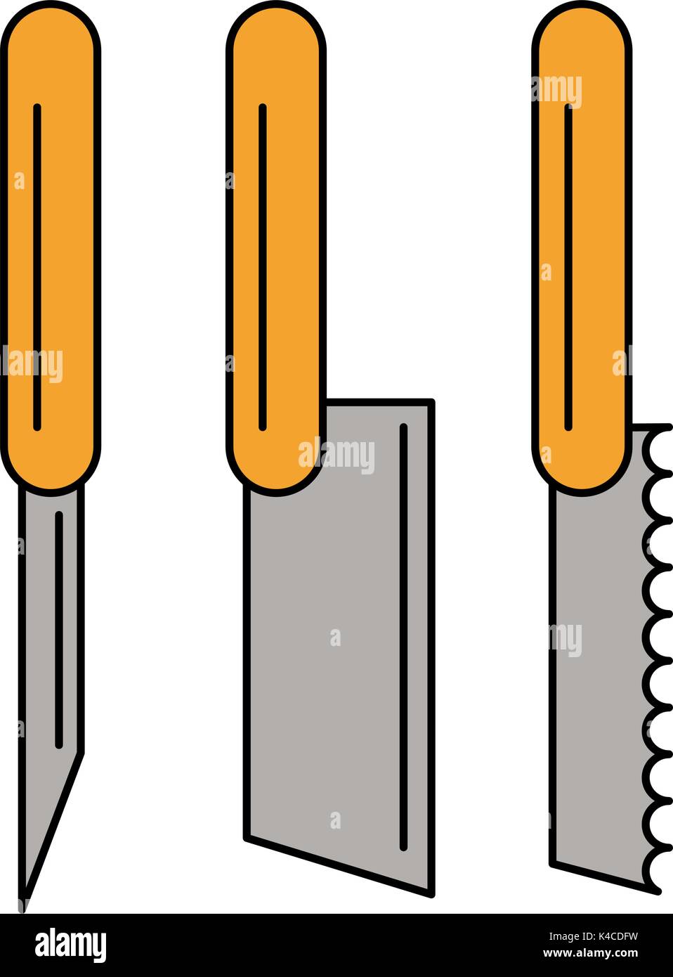 Kitchen knives set cutting Stock Vector Images - Alamy