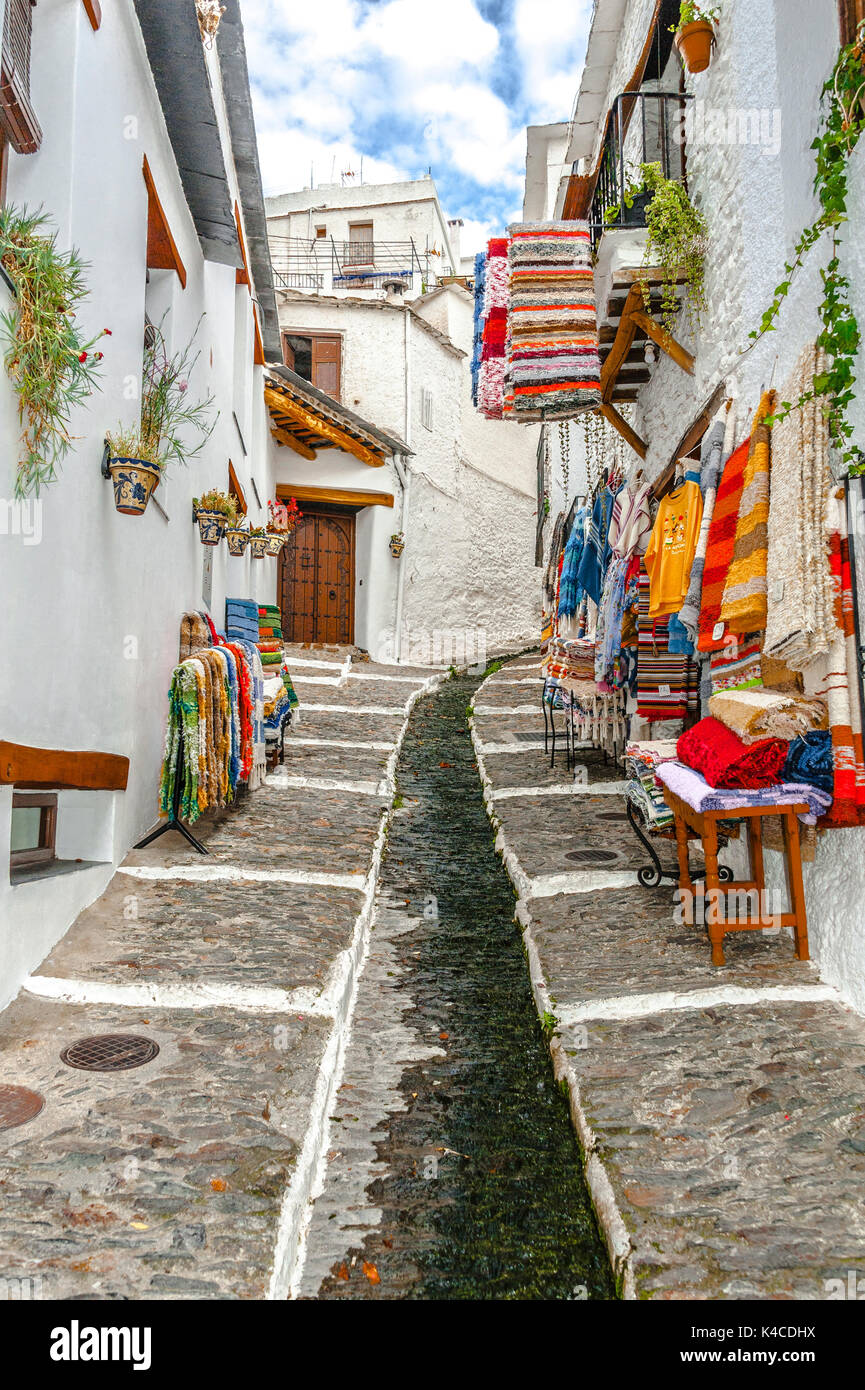 Lane In Village Pampaneira, Region Of The Alpujarra, Andalusia, Spain ...