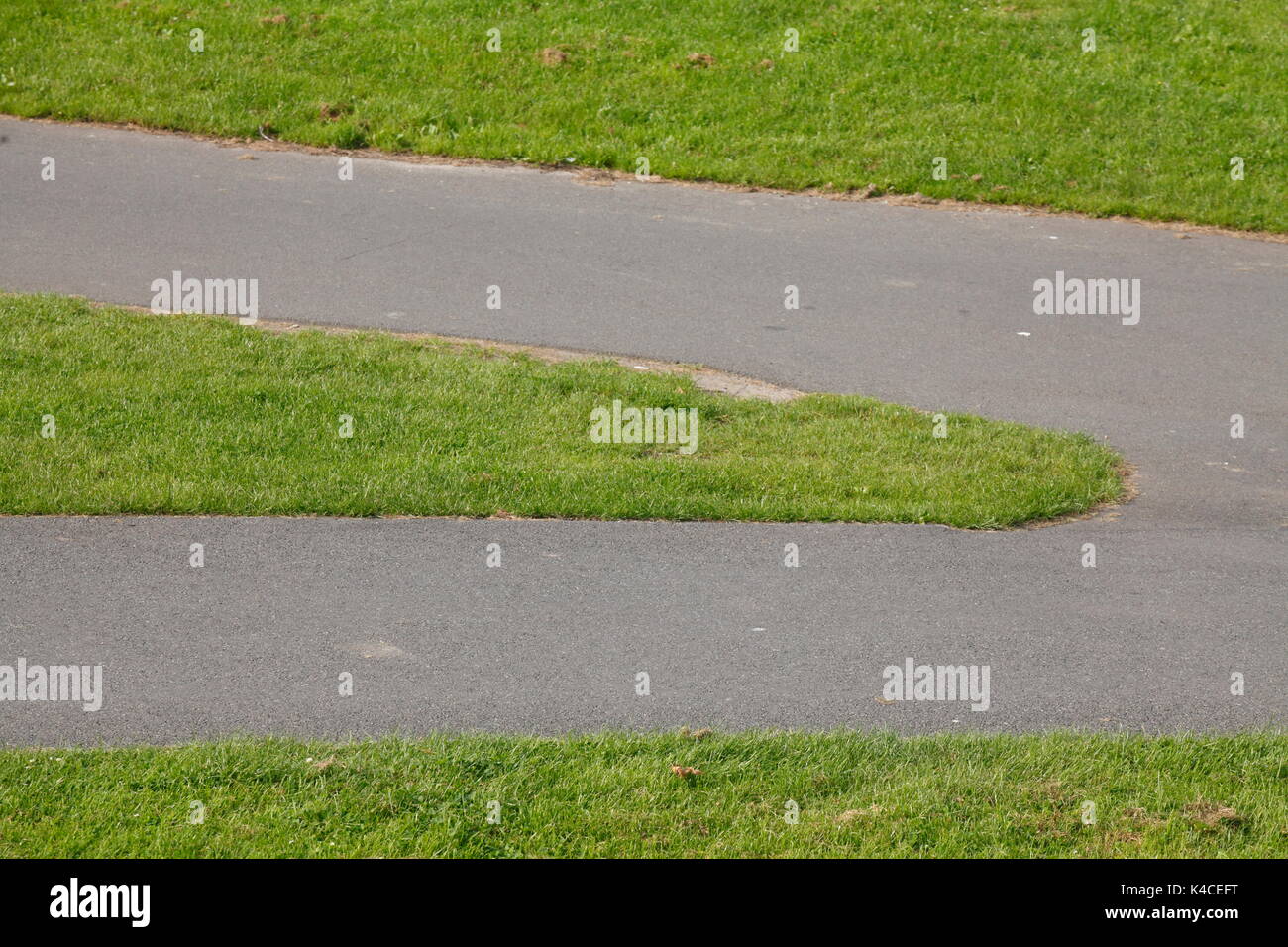 Walk in a Park with lawn Stock Photo - Alamy