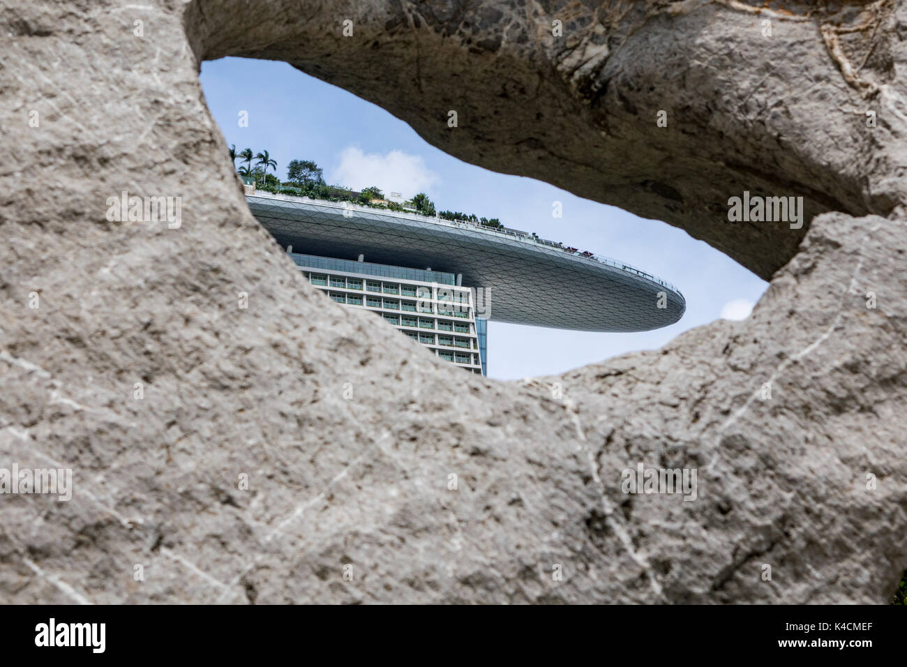 View Through A Hole In A Stone On The Roof Garden Of Marina Bay Sands ...