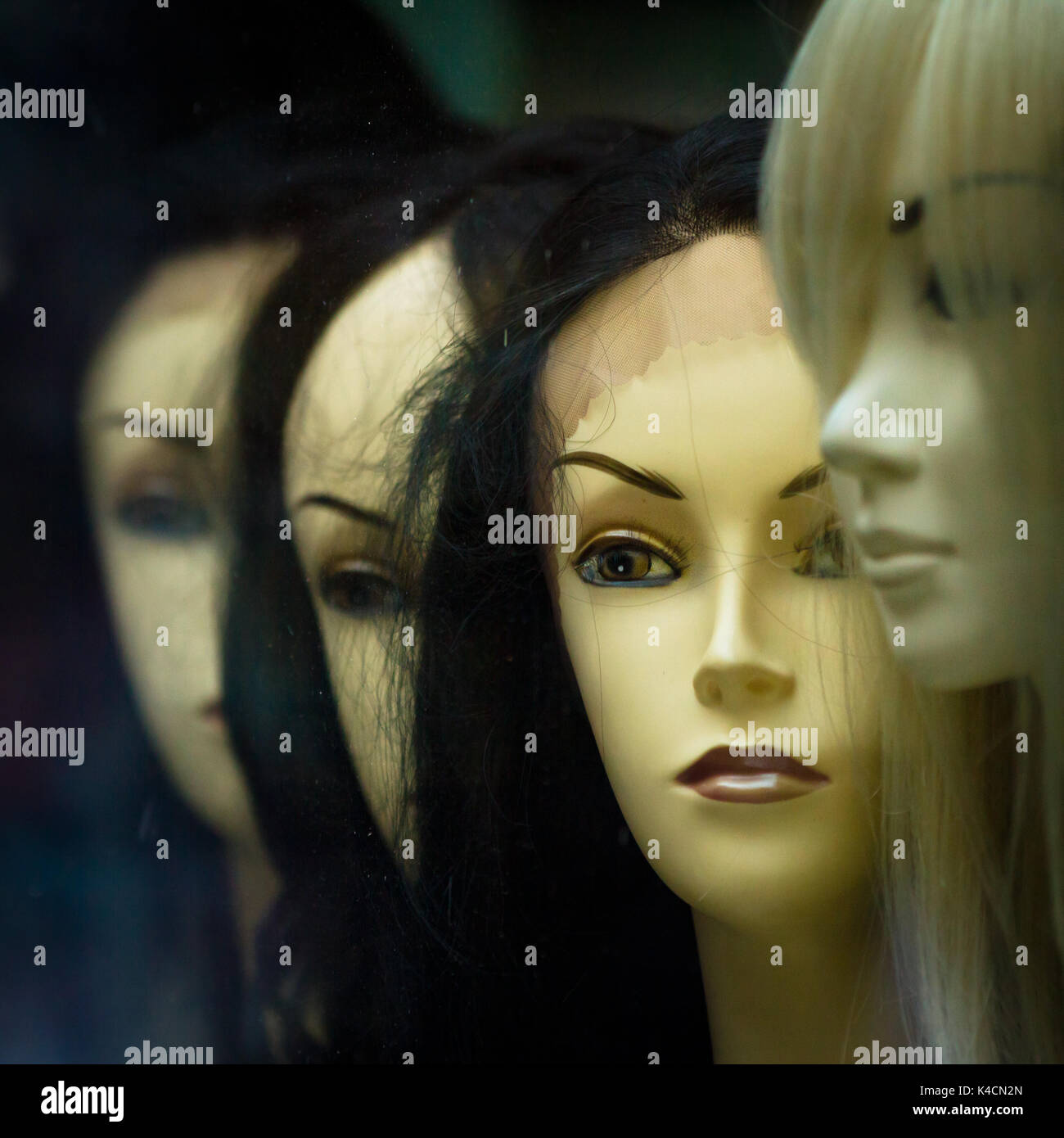 Female Faces, Shop Window Dolls Stock Photo - Alamy