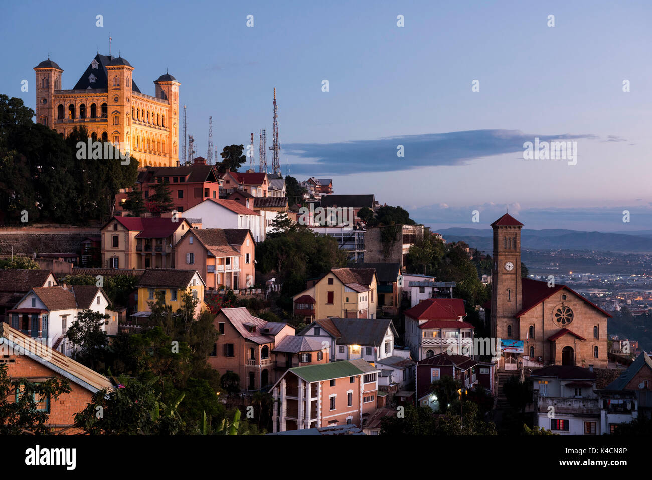 The Rova of Antananarivo or Queen's Palace, lit up at night, Royal ...