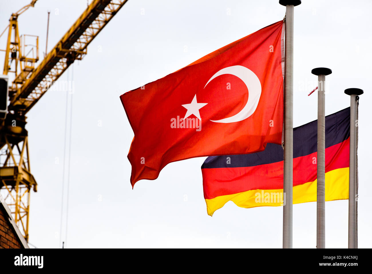 German And Turkish National Flag Next To Each Other, Construction Site ...