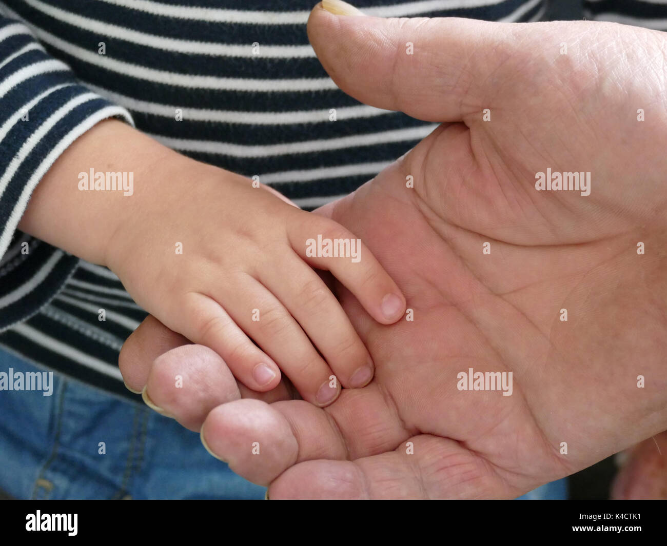 Hand In Hand, Laying Small Hand In The Big Hand Stock Photo - Alamy