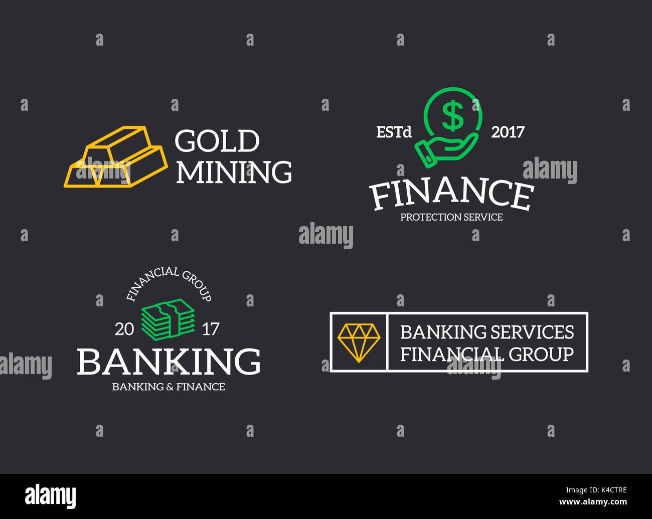 Set of retro vintage money and bank, cash, diamond, hand with a coin ...