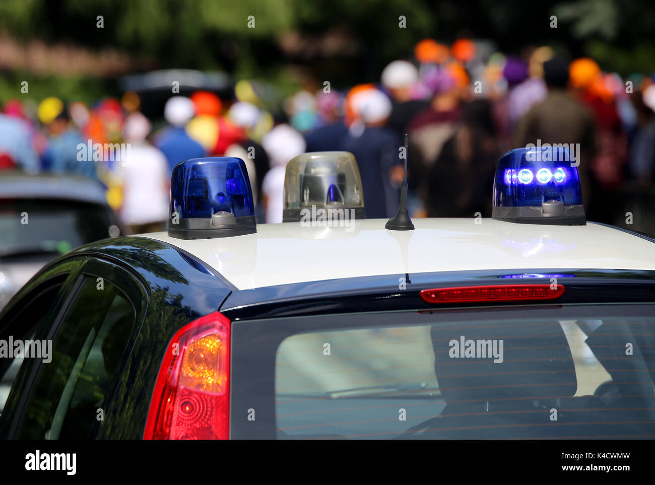 sirens of patrol cars during the demonstration through the streets ...