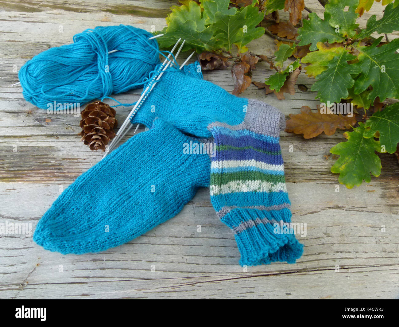 Knitting, Warm Woollen Socks Stock Photo - Alamy