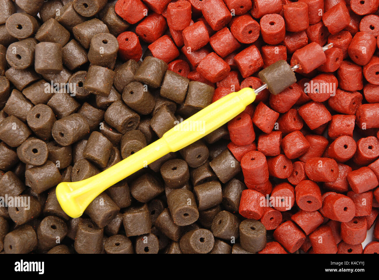 Yellow stinger needle and brown with red pre-drilled halibut pellets ...