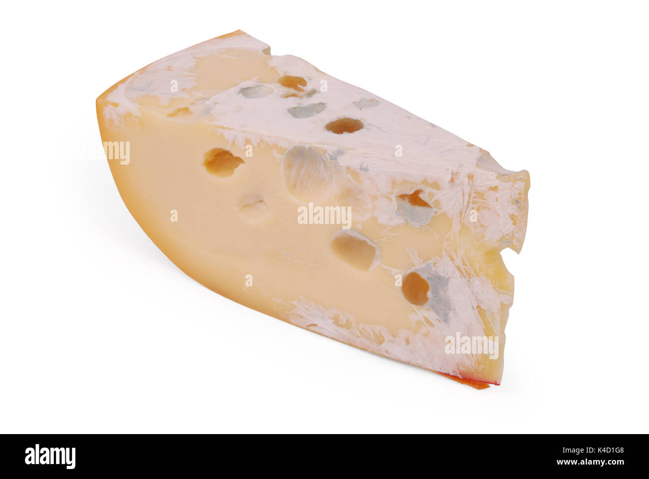 Wedge of soft cheese from cow's milk, with mold, isolated on white ...