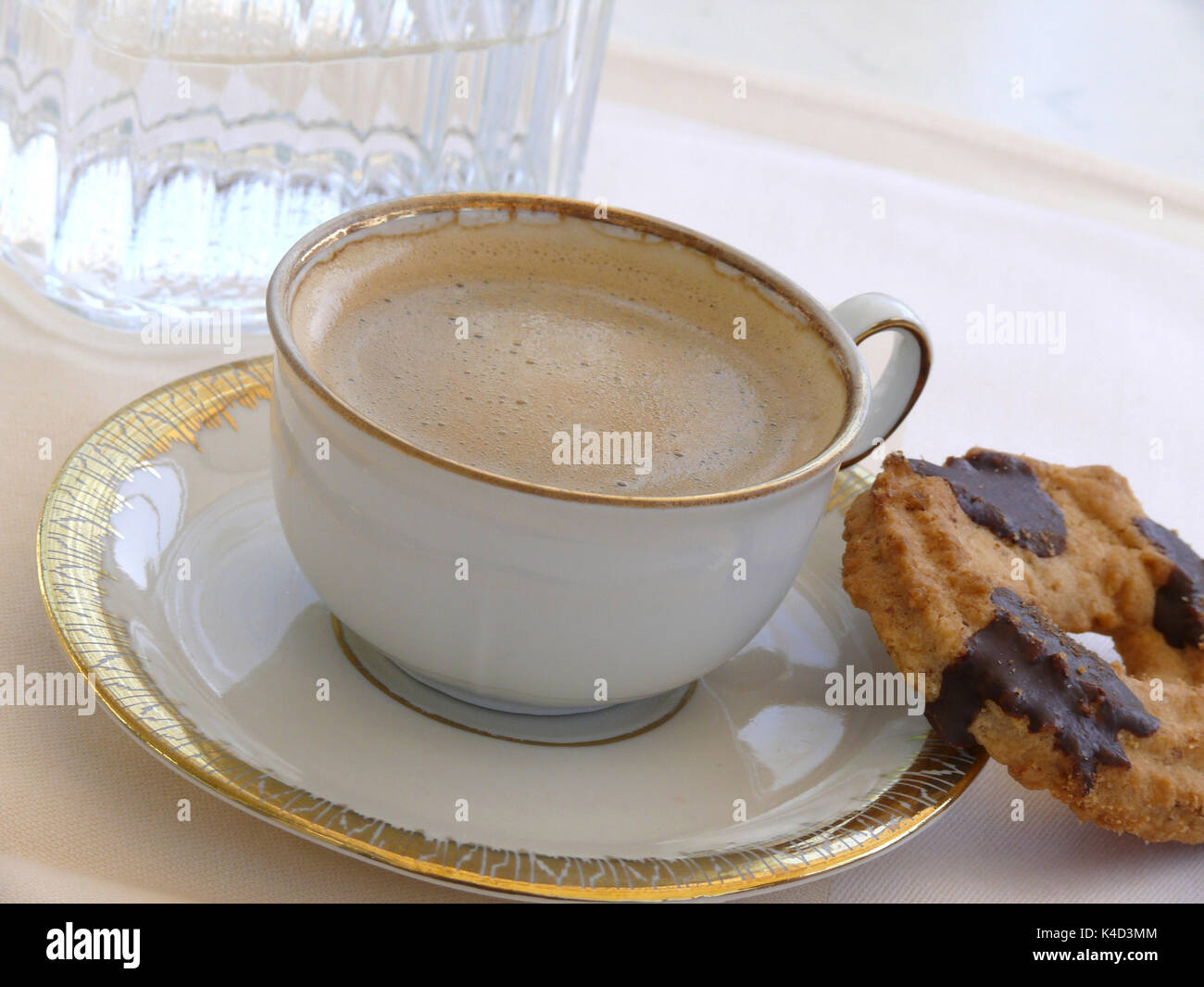 Coffee Break, Espresso And A Homemade Biscuit Plus A Glass Of Water ...