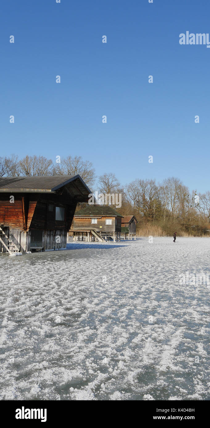 Partly frozen lake ammersee in january 2017 hi-res stock photography ...