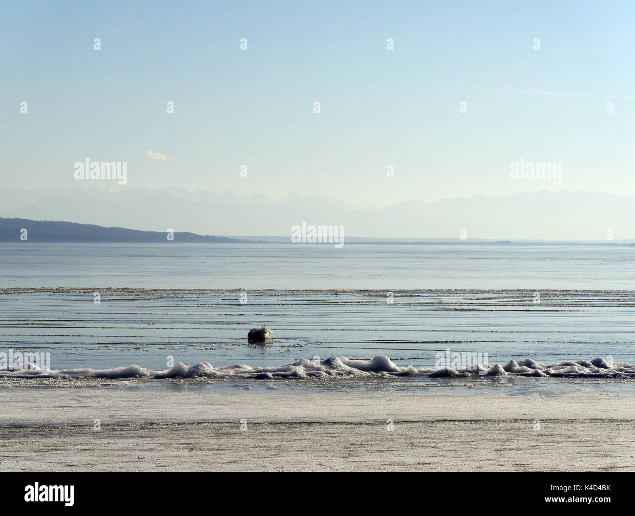 Partly frozen lake ammersee in january 2017 hi-res stock photography ...