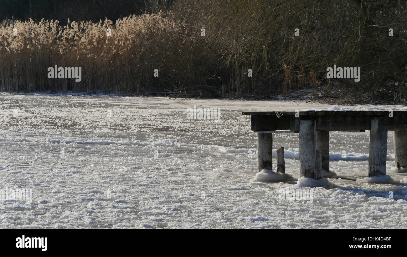 Partly frozen lake ammersee in january 2017 hi-res stock photography ...