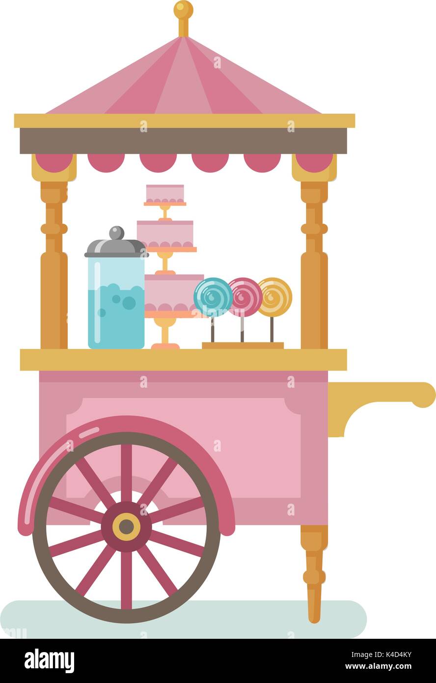 Candy cart flat illustration Stock Vector Image & Art - Alamy