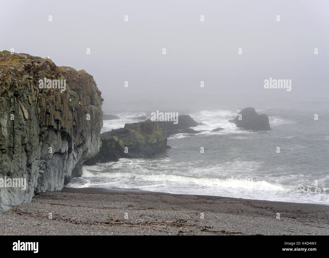 Iceland, Roaring Sea At Starmyri Cliff In Eastern Iceland Stock Photo ...
