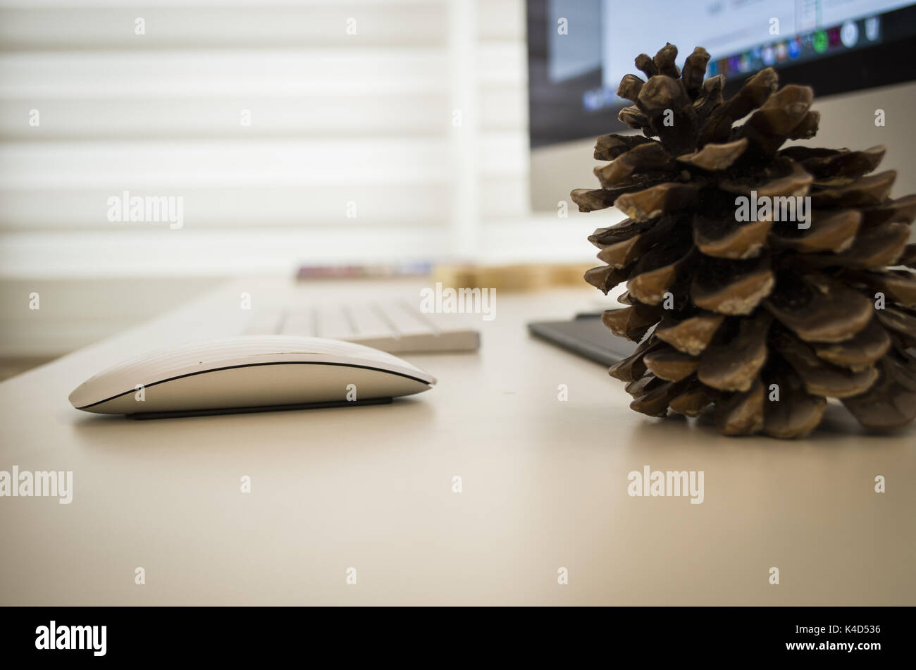 Modern working Place on White Office Desk Stock Photo - Alamy
