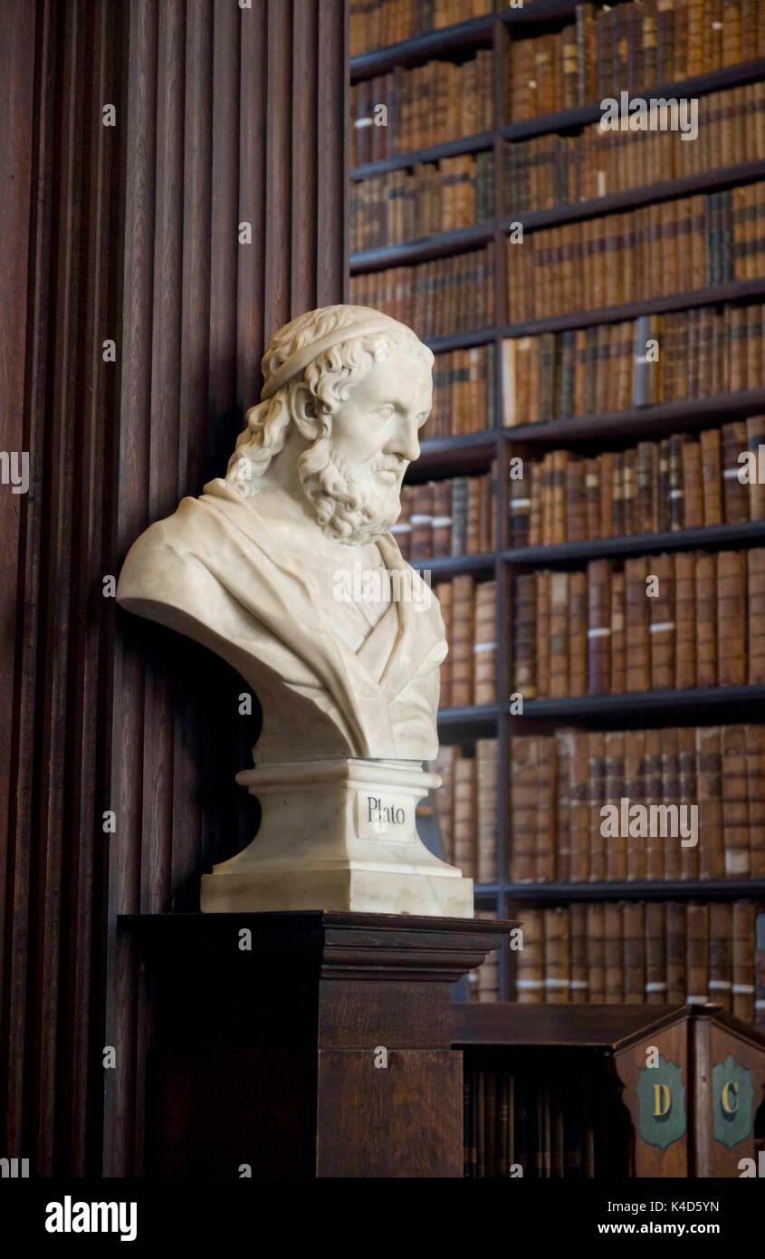 Plato bust in the Long Room, Trinity College, Dublin, Ireland Stock ...