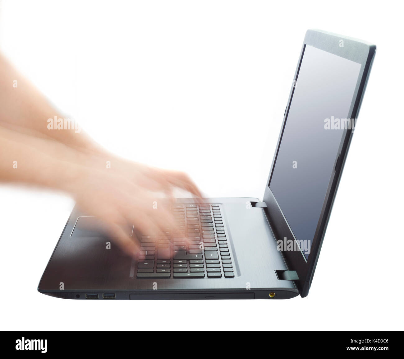 hands typing and working fast on laptop keyboard Stock Photo - Alamy