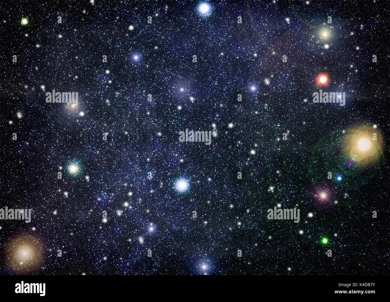Panoramic looking into deep space. Dark night sky full of stars. The ...