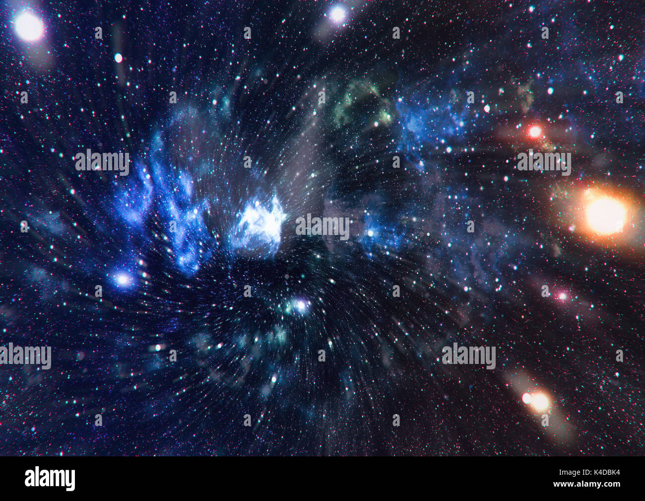 Panoramic looking into deep space. Dark night sky full of stars. The ...
