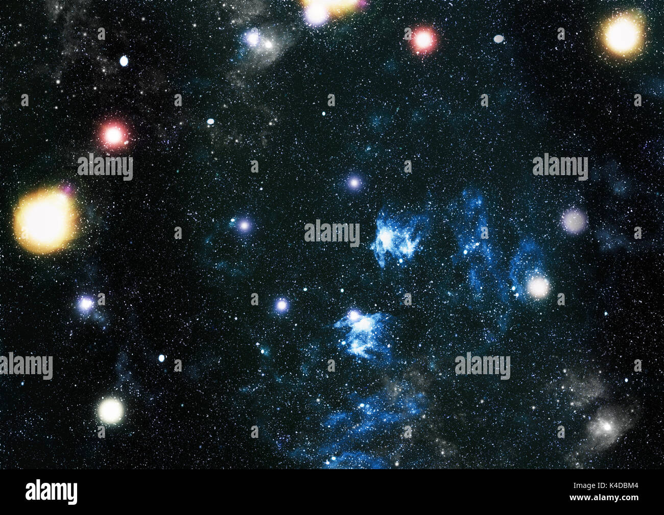 Panoramic looking into deep space. Dark night sky full of stars. The ...