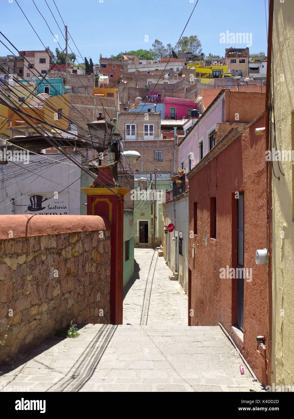 GUANAJUATO, MEXICO - 2017: An alley near the city's historic center ...