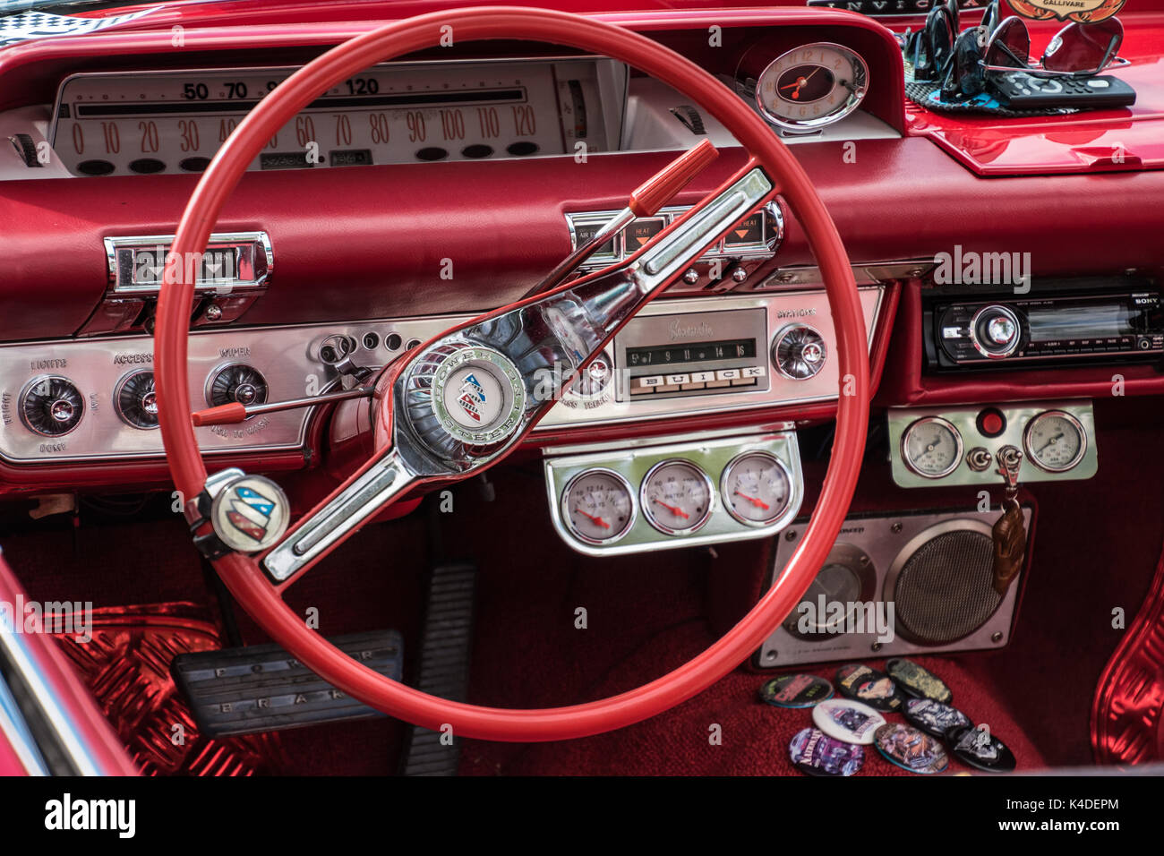 Buick electra 225 convertible power steering wheel Stock Photo - Alamy