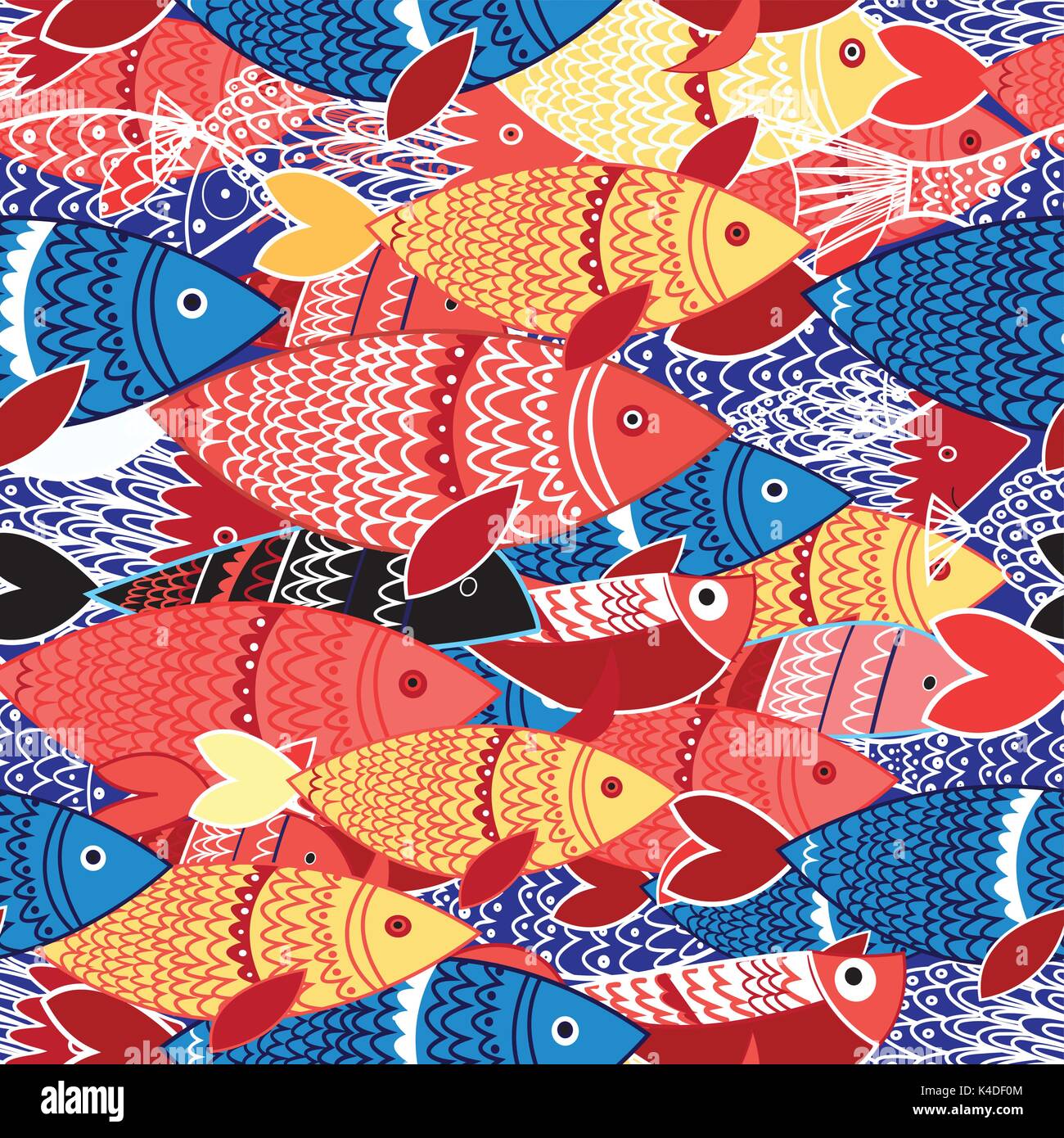 Fish pattern on yellow Stock Vector Images - Alamy
