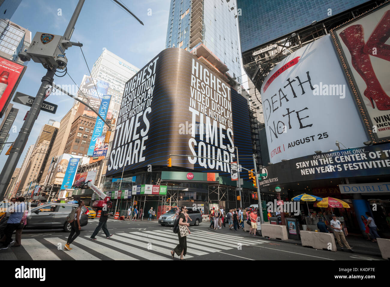 Test images flash across the giant digital display on the as yet ...