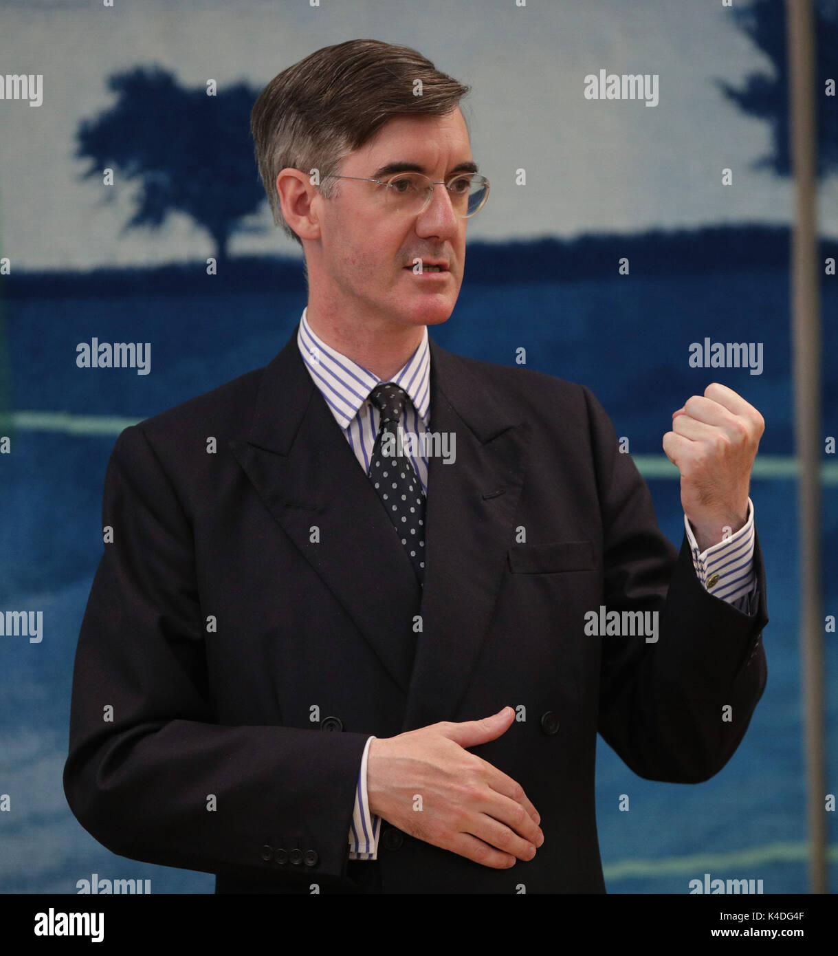 Jacob Rees-Mogg MP speaking to supporters during a Conservative Voice ...