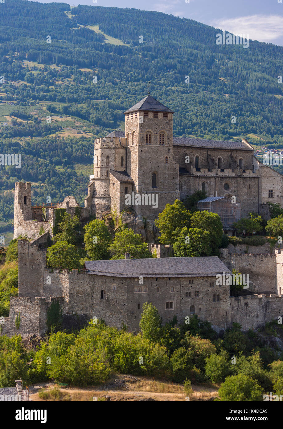 SION, SWITZERLAND - Basilique de Valere, also known as Valere Castle ...