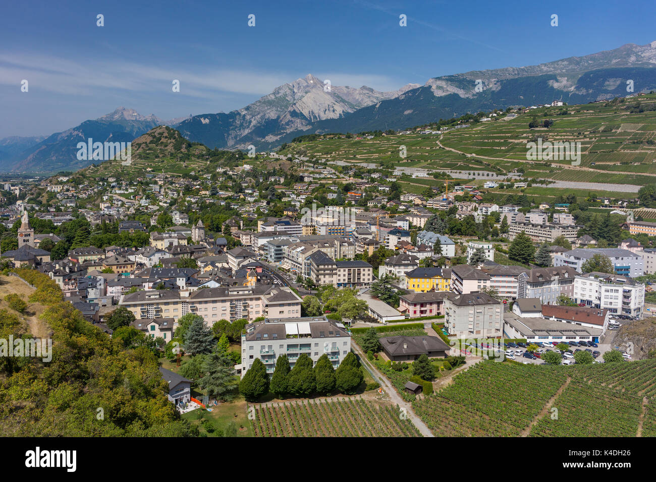 SION, SWITZERLAND - Aerial view of Sion Stock Photo - Alamy