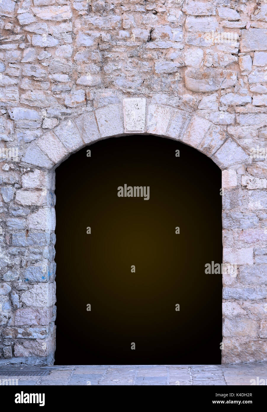 Stone tunnel dark hole with arch entrance Stock Photo - Alamy