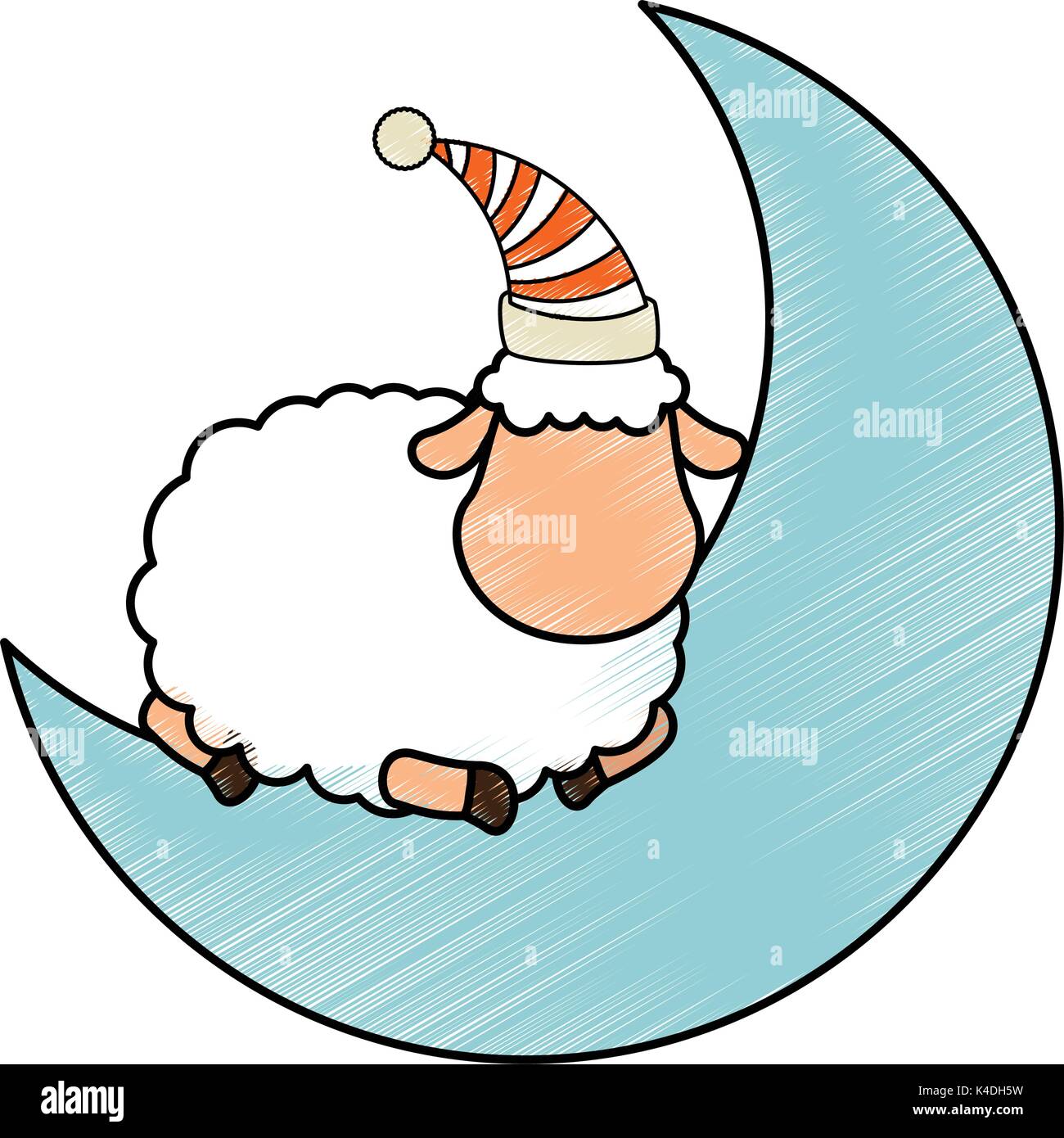 Sheep by moonlight Stock Vector Images - Alamy