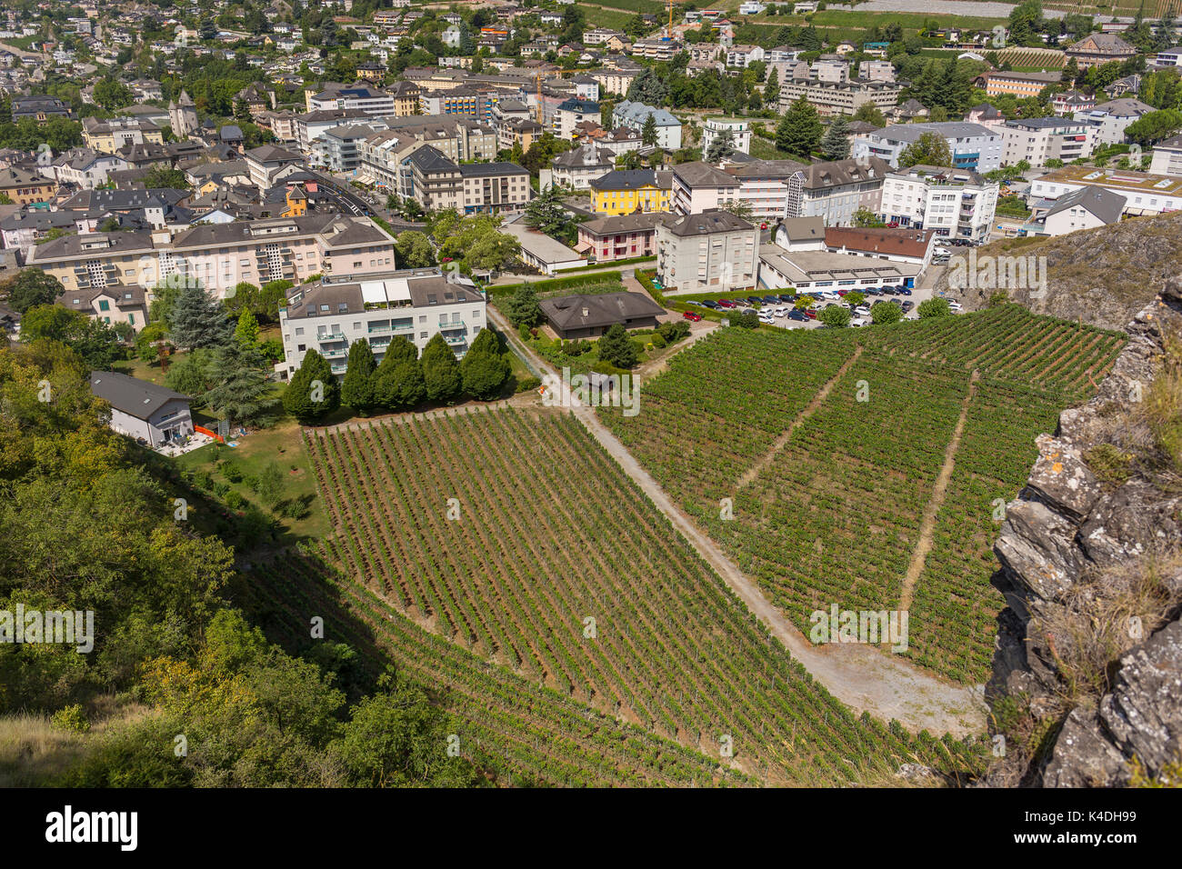 SION, SWITZERLAND - Aerial view of Sion Stock Photo - Alamy