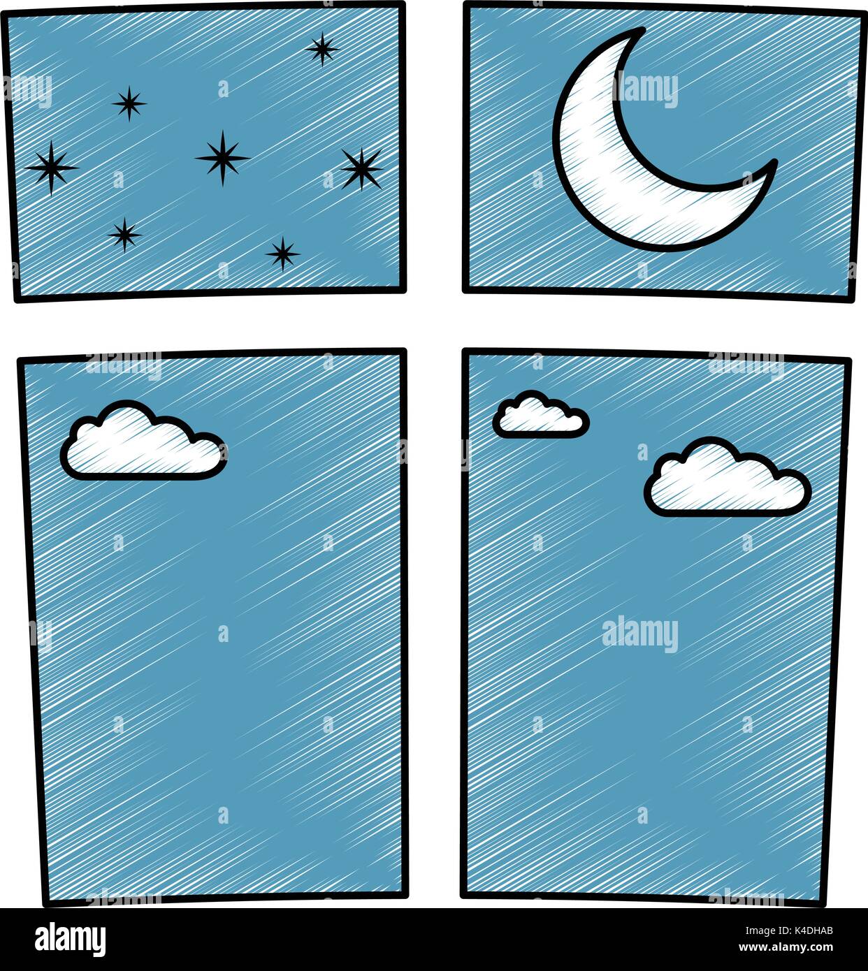 windows with night scene vector illustration design Stock Vector Image ...