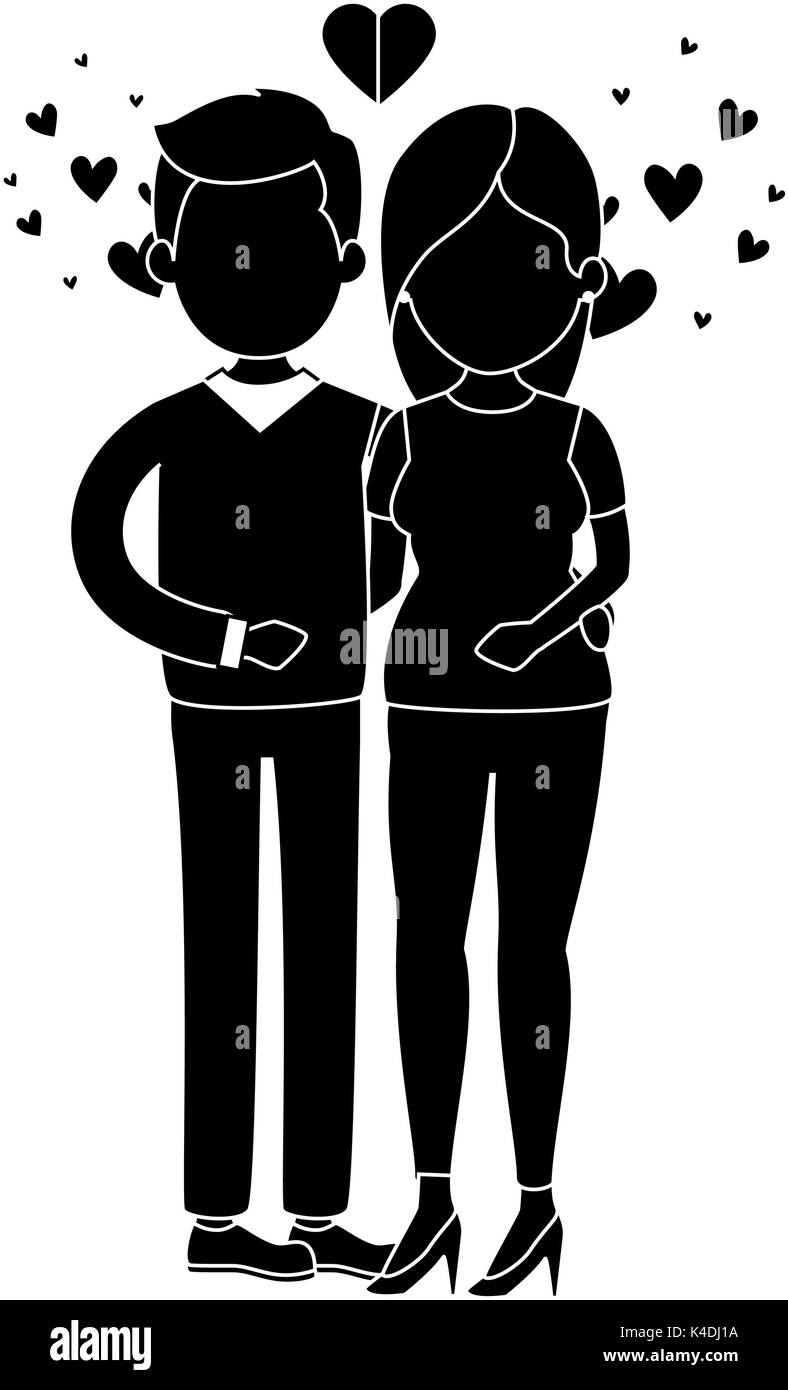 cute couple just married with heart vector illustration design Stock ...