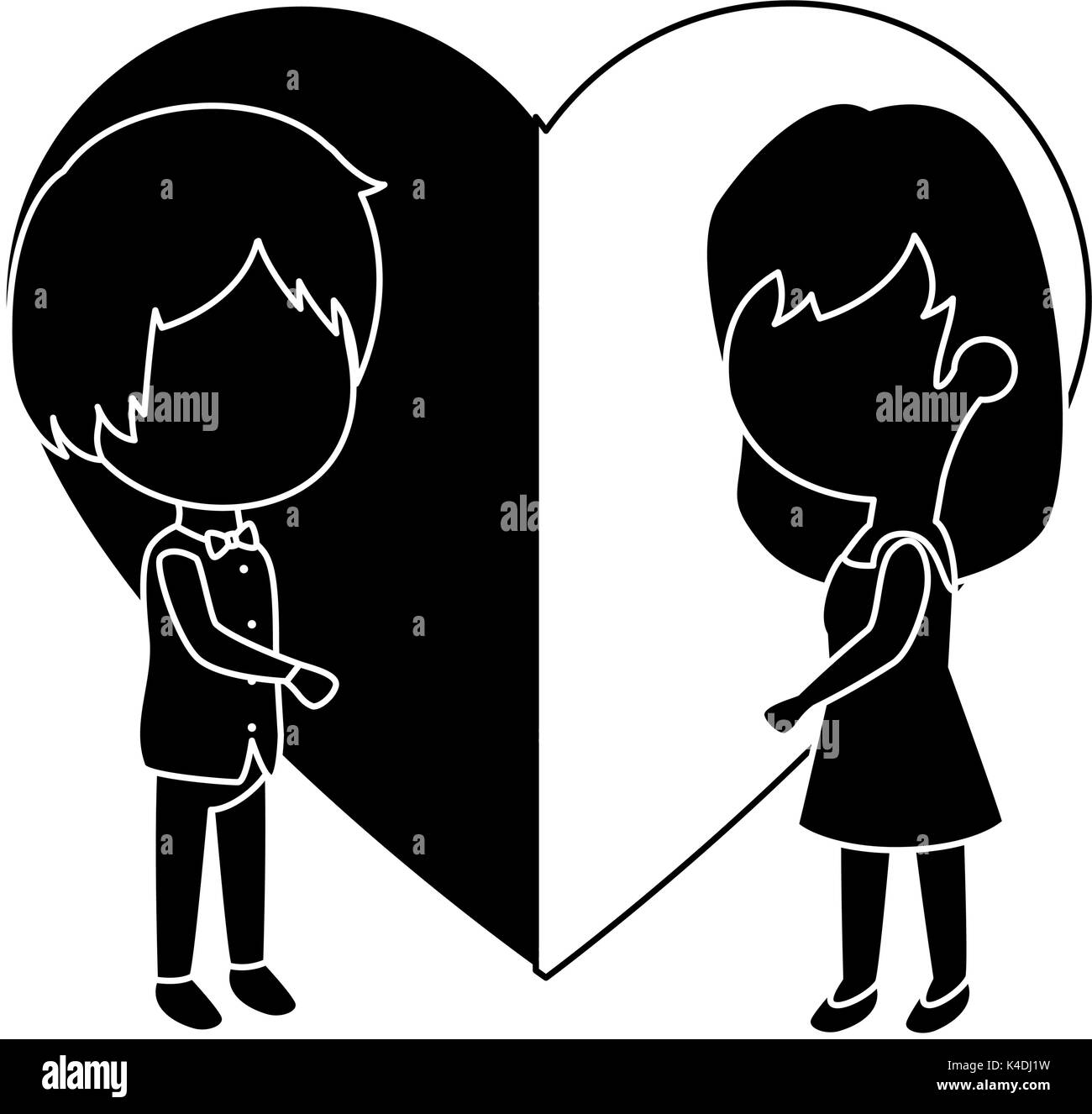 cute couple in love with heart vector illustration design Stock Vector ...