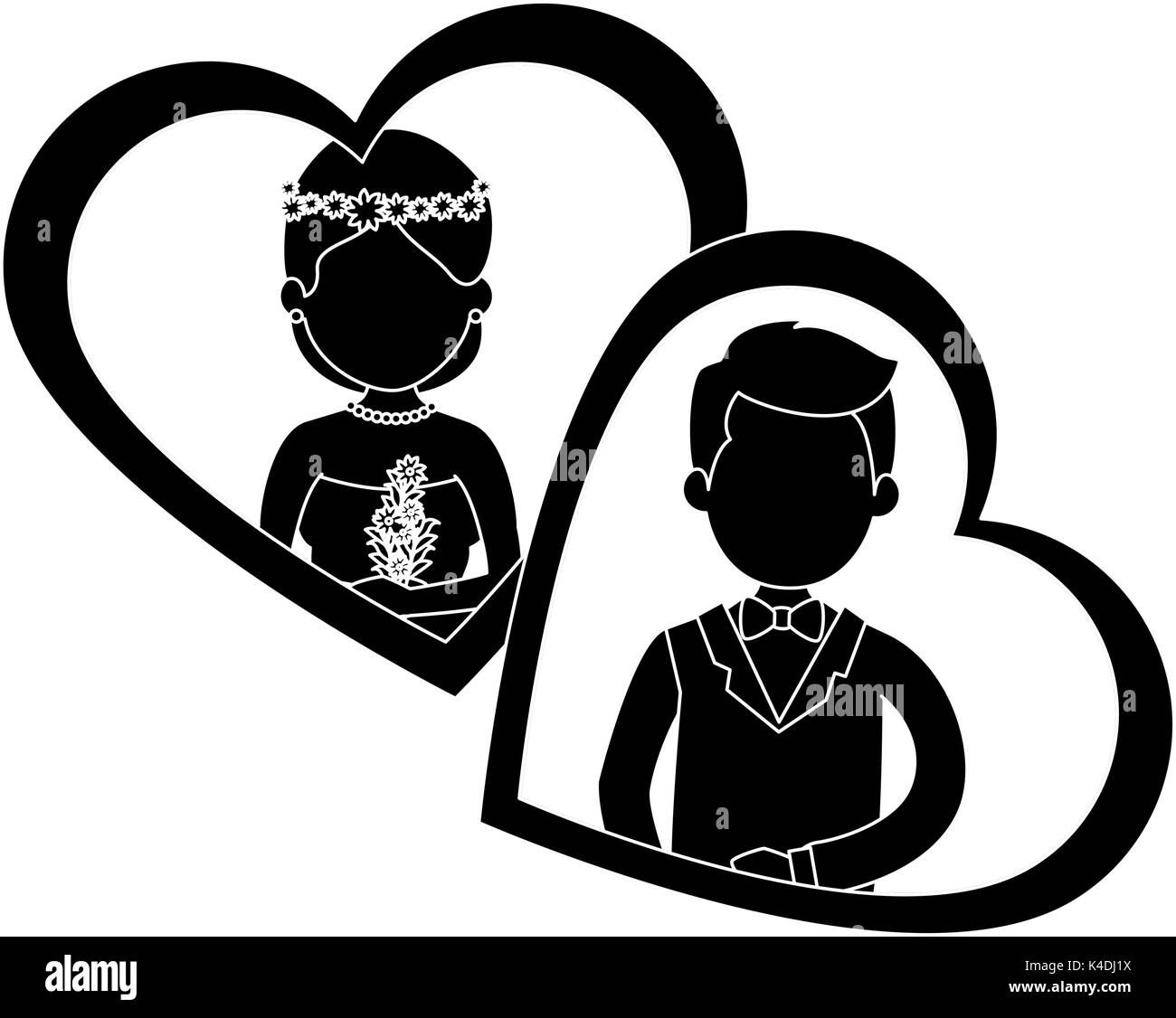cute couple just married with heart vector illustration design Stock ...