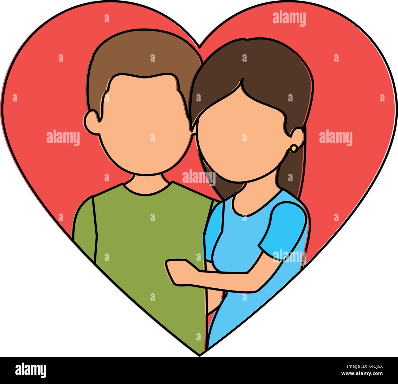 cute couple just married with heart vector illustration design Stock ...
